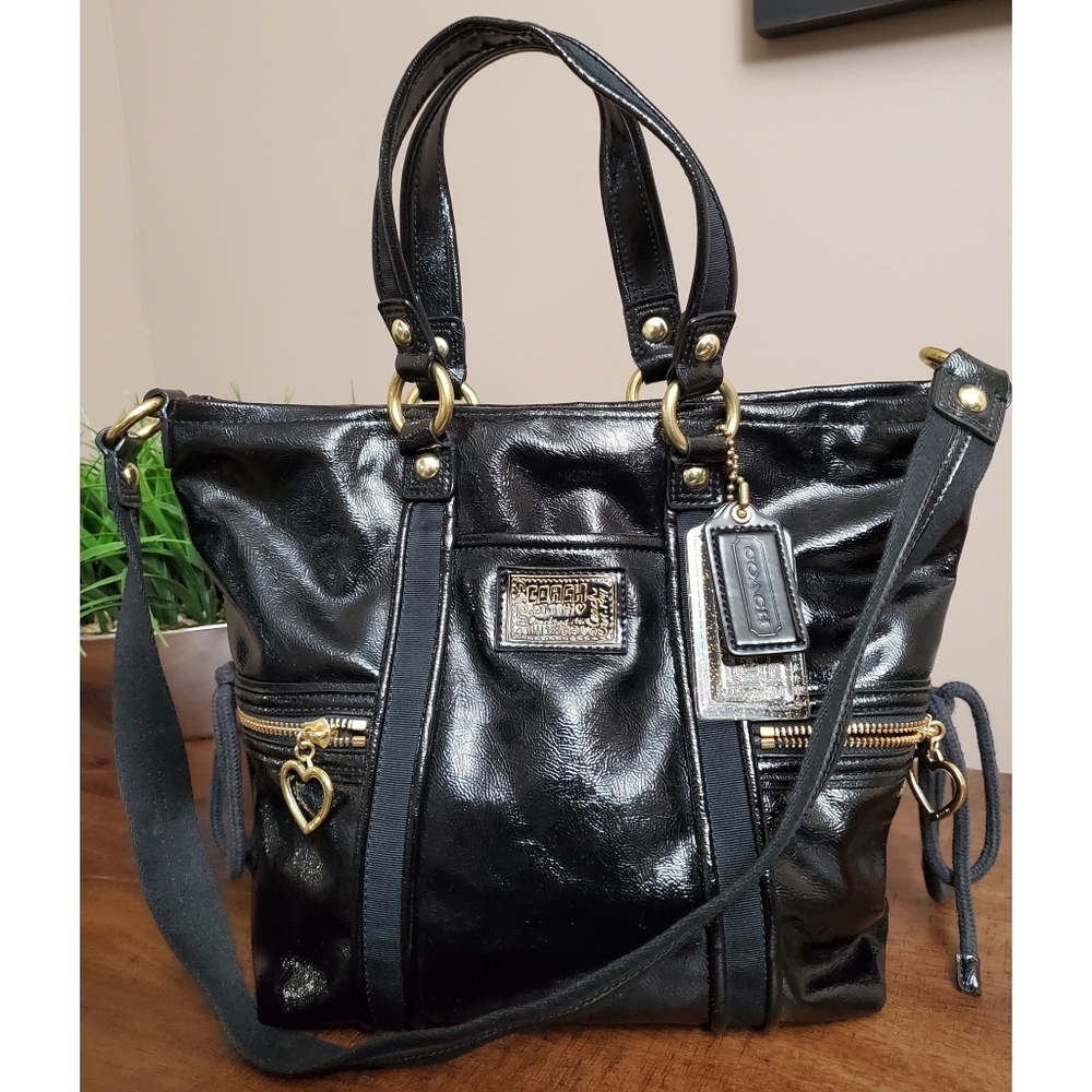 Coach Daisy Liquid Gloss Pocket Patent Tote F20047 - Gem